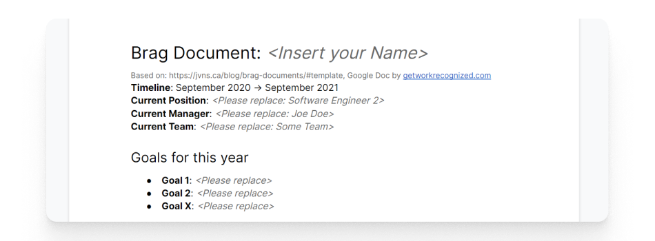 3 free Brag Document Templates [Google Docs]
